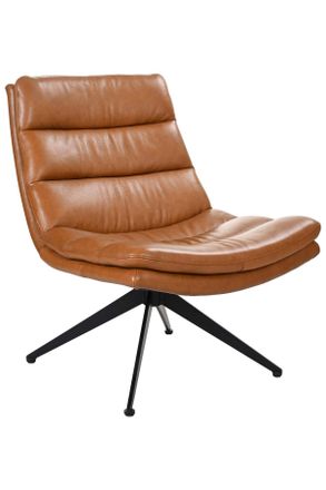 Dieter Knoll Collection Designsessel, Cognac, Metall, Leder, Echtleder, Rindleder, 77x64.5x64.5 cm, Sitzfläche 360° drehbar, Wohnzimmer, Sessel, Sonstige Sessel