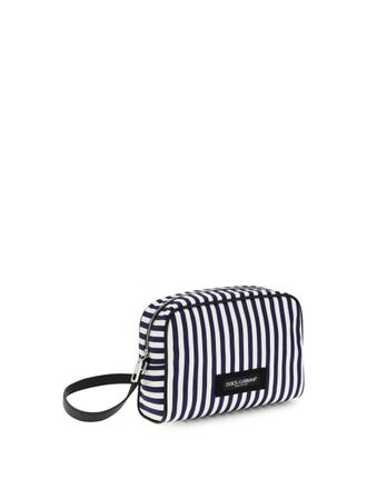 Dolce & Gabbana Mens Striped Poplin Handbag Bianco-Blue Handbags Bianco/blue Hand Bags