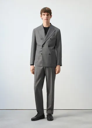 Mango Veste costume Ricardo regular-fit crois&eacute;e gris - Homme - 46 - MANGO MAN