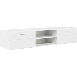 vidaXL Meuble TV Blanc brillant 150 x 39 x 30 cm Bois ding&eacute;nierie vidaXL