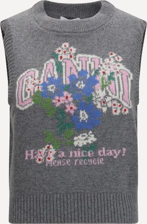 Ganni Wool floral Vest Female XS