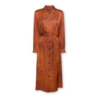 Elena Miro Bedrucktes Viskose-Satin-Kleid - - Dresses - Damen - Braun - XL