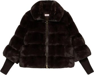 Oltre Femme, Vestes, Brun, Taille: 48 FR Veste en tissu duveteux