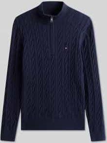 Tommy Hilfiger Regular Fit Troyer aus reiner Baumwolle mit Logo-Stitching