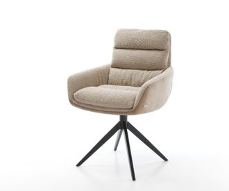 DELIFE Drehstuhl Abelia-Flex mit Armlehnen Materialmix Schlamm Kreuzgestell breit Schwarz 360&deg; drehbar, Esszimmerst&uuml;hle