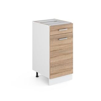 Vicco Meuble Bas Universel R-Line, Sonoma/Blanc, 40 cm avec tiroir, sans Plan de Travail