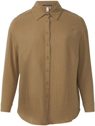 QS by s.Oliver Langarmbluse Bluse Hemdbluse aus Musselin im Oversize-Schnitt