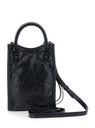 Balenciaga Womens Shoulder Bag Le City Black Leather
