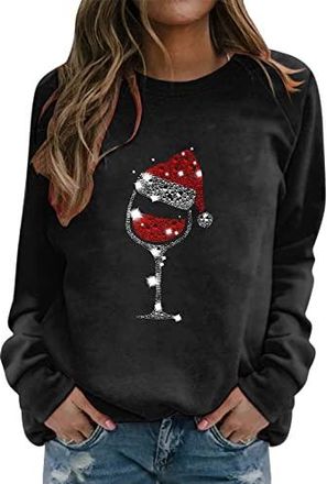 Generic Sweat NoëL Femme Pull Femme Col Rond Manches Longues Tops Casual Confortable Doux Hiver Loisirs Maintien Chaleureux Respirant Moderne ÉLéGant