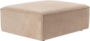 Atelier Del Sofa Cappuccino Pouffe with 100% Hornbeam Frame, 100% Linen Fabric, 32 DNS Foam, Plastic Legs | 95 x 45 x 80 cm | Stylish & Comfortable for Modern Living S