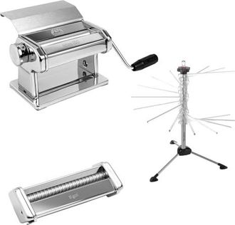 Marcato Nudelvorbereitungsset, Atlas 150 Slide Nudelmaschine + Trockner + Zubehör für Fettuccine, Taglioni und Bigoli, Küchenzubehör, Made in Italy