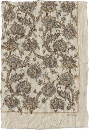 Etro Homme, Accessoires, Beige, Taille: ONE Size Floral Silk Scarf