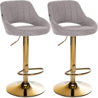 Clp Lot de 2 tabourets de bar Milet en tissu Gris m&eacute;tal or