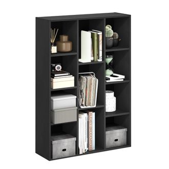 Furinno Luder 11-Cube Wende-B&uuml;cherregal mit offenem Regal, Schwarzes Holz