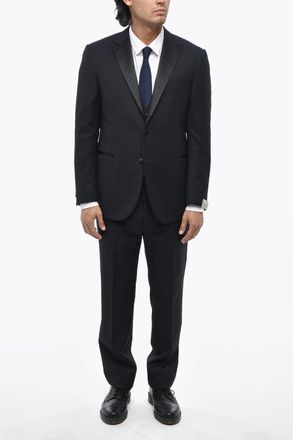 Corneliani 3-teiliger Jacquard-Anzug aus reiner Schurwolle mit Spitzenrevers aus Satin Corneliani