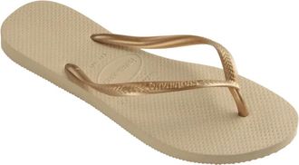 Havaianas Femme, Chaussures, Jaune, Taille: 37 EU Sandales Slim - Gris/Dor&eacute;