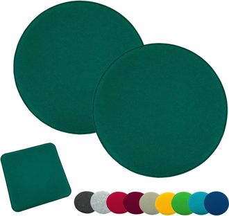 Heimtexland 2er Pack Sitzkissen Filz Stuhlkissen Bodenkissen Polster Stuhlauflage Indoor Outdoor Kissen rund Typ631 Filzkissen tannengrün 35x35 cm 2 Stück