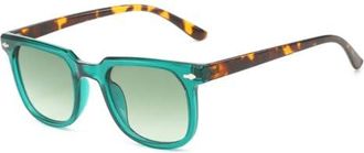 Generic Lunettes de soleil tendance à rivets pour homme - Nuances dégradées UV400 rétro pour femme - Style punk léopard - Vert léopard - Taille unique