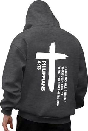 Generic Sweat a Capuche Homme Hooded Sweatshirt Sweatshirt Homme avec Design Imprim&eacute; de Dieu, Capuche et Manches Longues pour Confort Quotidien
