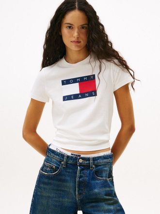 Tommy Jeans Kurzarmshirt TJW REG TJ FLAG SS TEE Baumwolle, Logodruck, regular fit