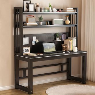 Generic Schreibtisch mit Ablagef&auml;chern, Computertisch for B&uuml;ro, Gaming Arbeitsplatz for Homeoffice, B&uuml;robedarf, Kopfh&ouml;Rer und Pflanzen