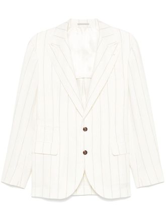 Brunello Cucinelli blazer &agrave; rayures - Blanc