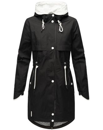 Navahoo Leichter Damen &Uuml;bergangsmantel Langer Parka mit Kapuze Xankaa Black Gr. XXL