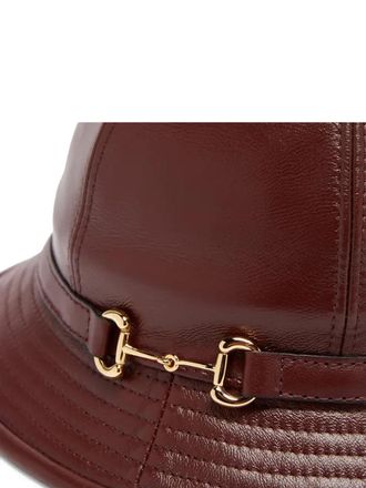 Gucci 666600BAP006300 Lambskin Leather Bucket Hat - Red
