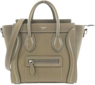 Celine Pre-owned Luggage Nano Shopper Calf Handbag - Femme - Pre-owned - Gris - Taille: ONE Size