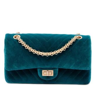 Chanel Pre-owned Gesteppte Samt Double Flap Umh&auml;ngetasche - - Pre-owned - Damen - Blau - ONE SIZE