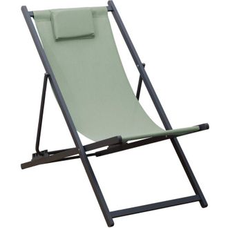 Mobili Rebecca Chaise Longue Pliable Rebecca Mobili Lokta 93x58x92 Polyester Aluminium Vert Gris Fonc&eacute;