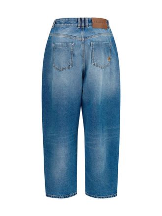 Balmain Womens Barrel Denim Jeans Bleu Cotton