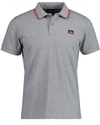 GANT Gant Herren Reg Contrast Pique Rugger Polohemd, Grey Melange, XL EU