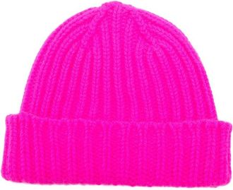 Le Bonnet LBL-002 Ribbed Lambswool and Angora Blend Beanie - Pink