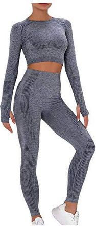 Generic Ensemble de v&ecirc;tements de d&eacute;tente pour femme - Ensemble d&eacute;contract&eacute; en tricot &agrave; manches longues - Sweat &agrave; capuche et pantalon ample - Ensemble deux pi&egrave;
