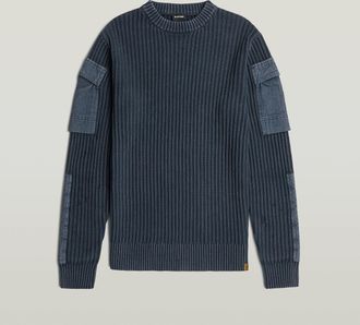 G-Star Woven Mix Washed Knit Pullover - Dunkelblau - Herren