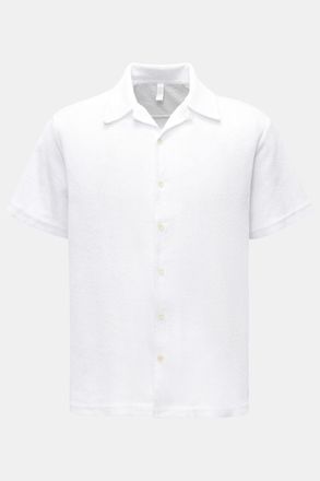 04651/ Herren - Frottee-Kurzarmhemd Terry Shirt Kubanischer Kragen wei&szlig;