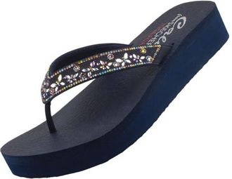 Skechers Vinyasa Butterfly Kiss Tongs pour femme, bleu, 40 EU