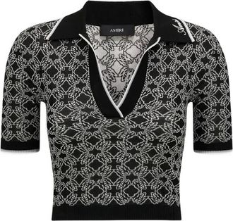 Amiri Femme, Tops, Multicolore, Taille: 36 FR MA Quad Knit Short Sleeve Polo