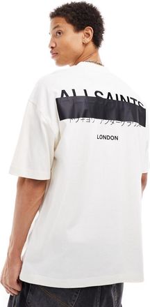 AllSaints Redact - T-shirt oversize à logo brodé - Blanc