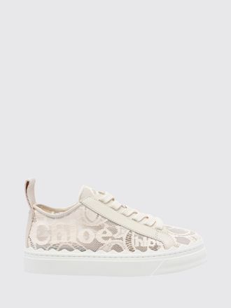 Chlo&eacute; Baskets &agrave; plateforme Lauren en dentelle et cuir avec logo