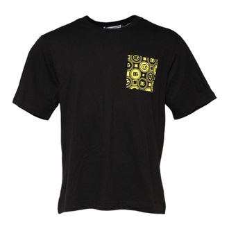 Dolce & Gabbana Homme, Tops, Noir, Taille: M T-shirt noir minimaliste en coton à col rond
