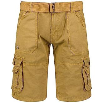 Geographical Norway Perou Men - Bermuda Homme Casual Coton - Short Hommes Sport Cargo - Shorts Bermudas Court A Ceinture Coupe Normale - Homme Printemps &Eacute;t&eacute; (BEIGE M)