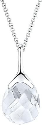 Elli Collier Femme Gouttes Classiques Cristal de Roche en Argent Sterling 925