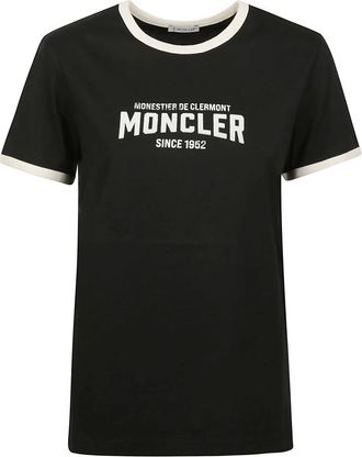 Moncler Femme, Tops, Noir, Taille: 36 FR Logo T-Shirt