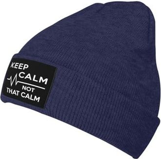Generic Classique Bonnet dhiver Tricot&eacute;, Gardez Votre Calme, Pas si Calme Que &ccedil;a! Remerciements au m&eacute;decin et &agrave; linfirmi&egrave;re, Chaud Beanie Hats, Tricoter Chape