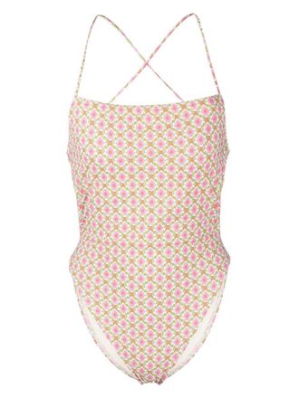 Tory Burch Gemusterter Badeanzug - Nude