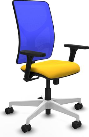 Piqueras y Crespo B&uuml;rostuhl mit 3D-Armlehnen, h&ouml;henverstellbare Lendenwirbelst&uuml;tze, ausgestattet mit 3 Positionen und Schneideschaum, Blau/Gelb