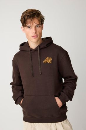 Knowledge Cotton Apparel Herren vegan Hoodie Relaxed Embroidery Chocolate Torte