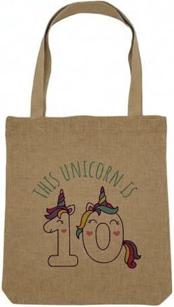 Fabulous Sac Shopping Tote Bag Aspect Lin - This Unicorn is 10 Celebration Birthday Party Gift Magical Fantasy - Sac de Courses Toile Epaisse 360g Beige Nature